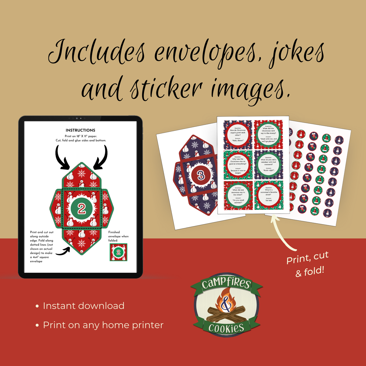Printable Christmas Advent Envelopes with Child Appropriate Jokes - Tr ...